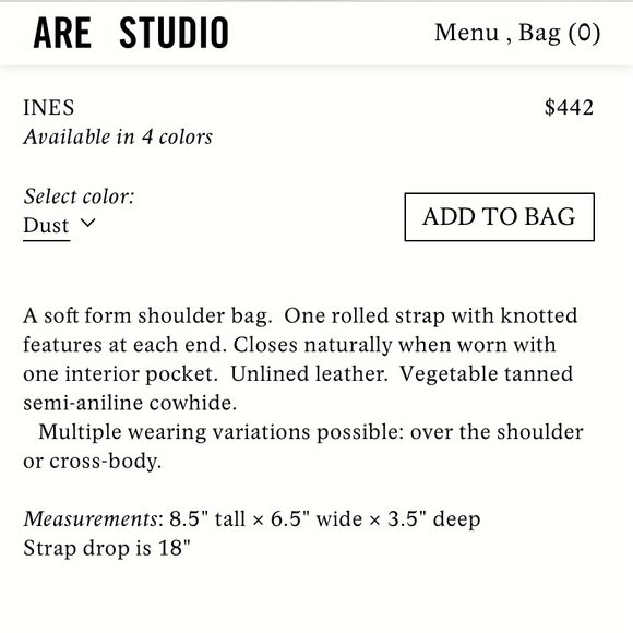 Are Studio | Bags | Are Studio Ines Bag In Dust | Poshmark